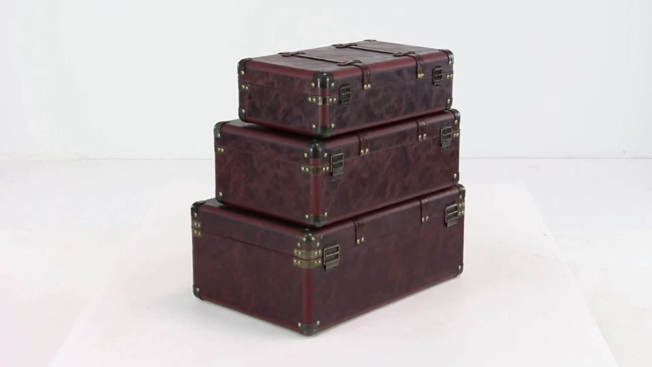 Free Shipping! DecMode 23" x 9" Brown Faux Leather Nesting Upholstered ...